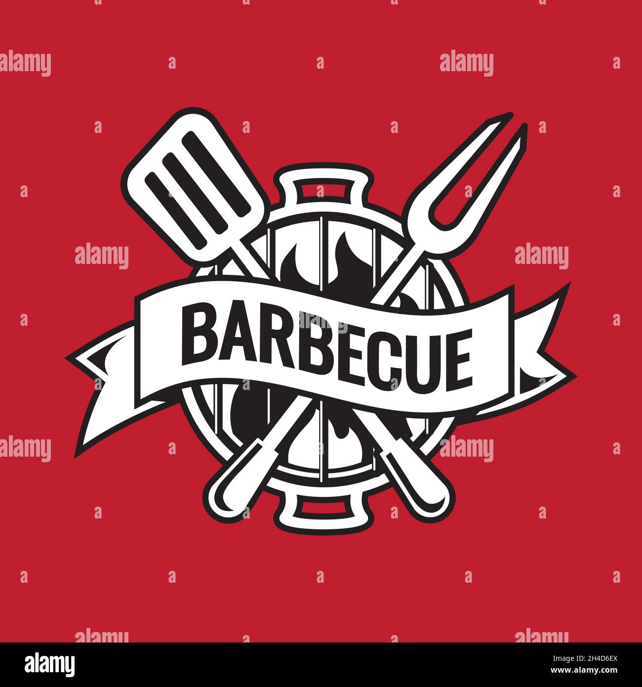 Barbecue party logo Sketch hand made vector Stock Vector Image & Art ...