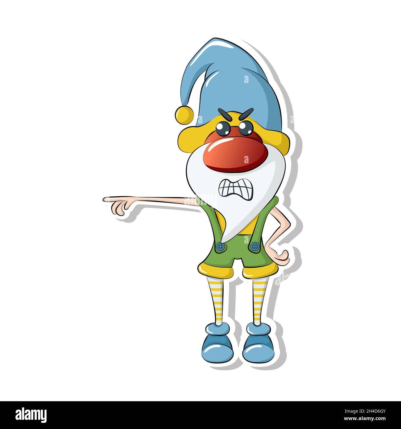 Cute angry gnome. Sticker. Isolated cartoon illustration Stock Vector ...