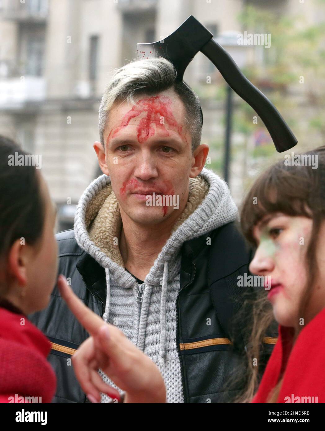 Holiday Halloween. Traditional zombie parade (Zombie Walk) in Kiev. 30. ...
