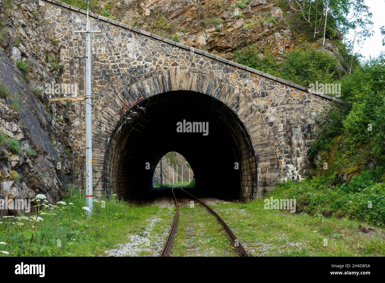 Circum-Baikal Railway. Old railroad tunnel number 29 on the railway ...