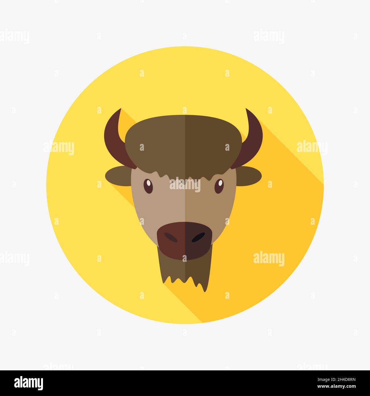 Bison bull buffalo ox flat icon. Animal horned head vector symbol eps ...