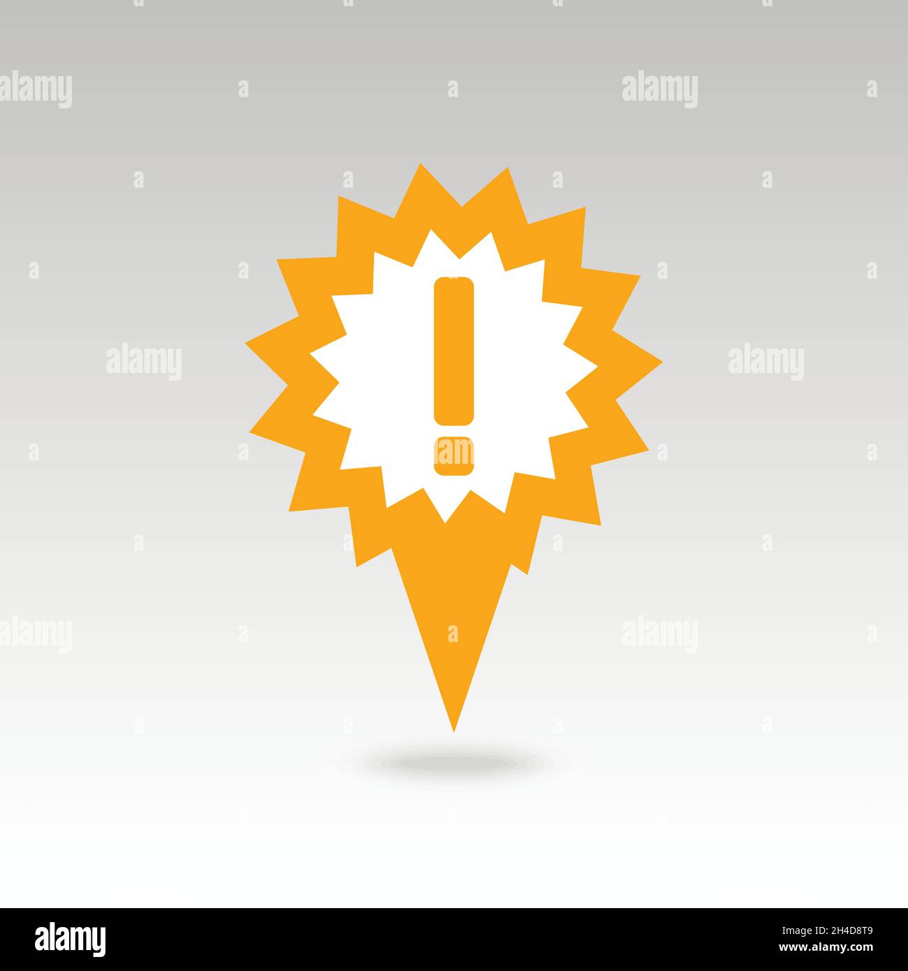 Warning attention sign. Exclamation mark pin map icon. Map pointer. Map ...
