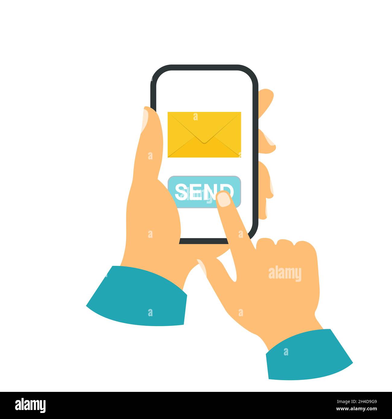 Smartphone in your hand concept. Send a message Stock Vector Image ...