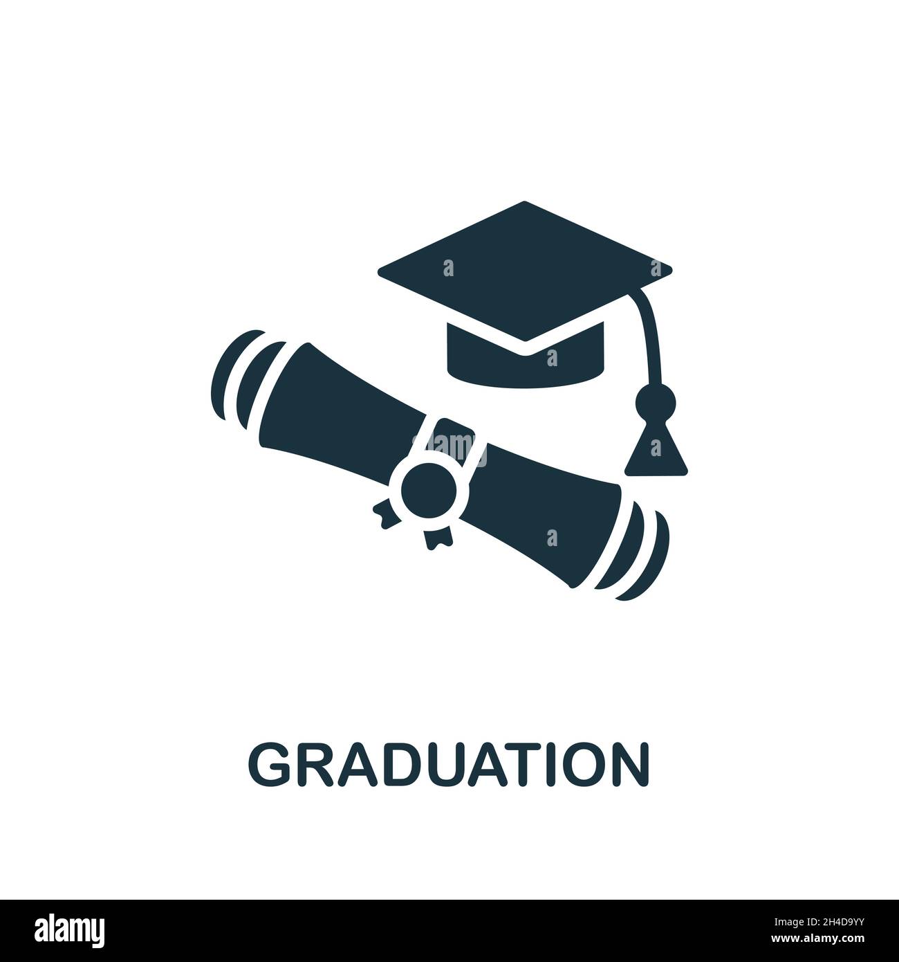 Graduation icon. Black sign from school education collection. Creative ...