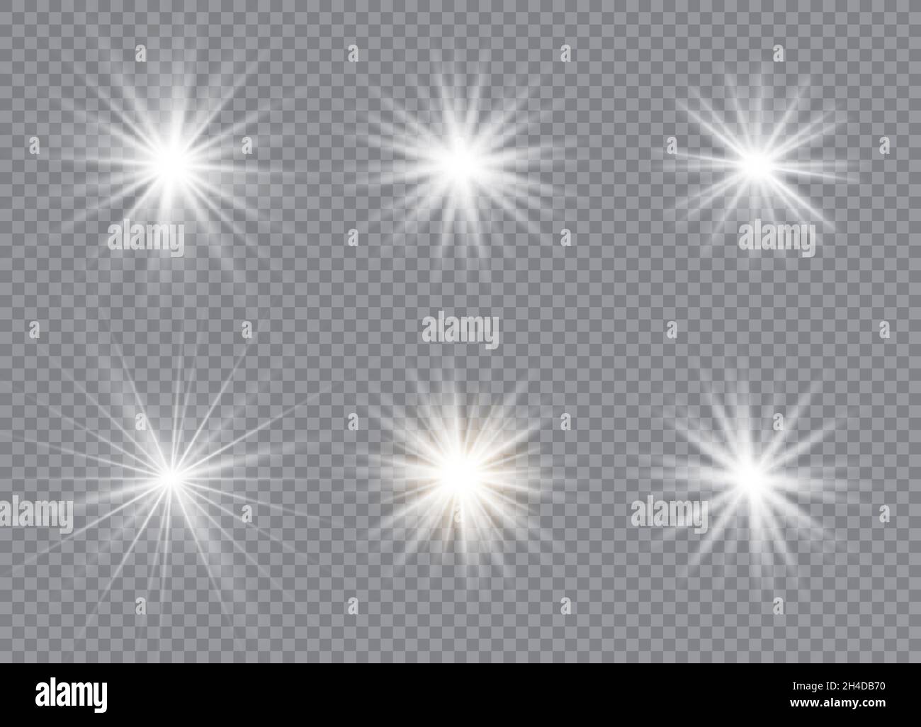 Set of bright stars. Sunlight translucent special design light effect ...