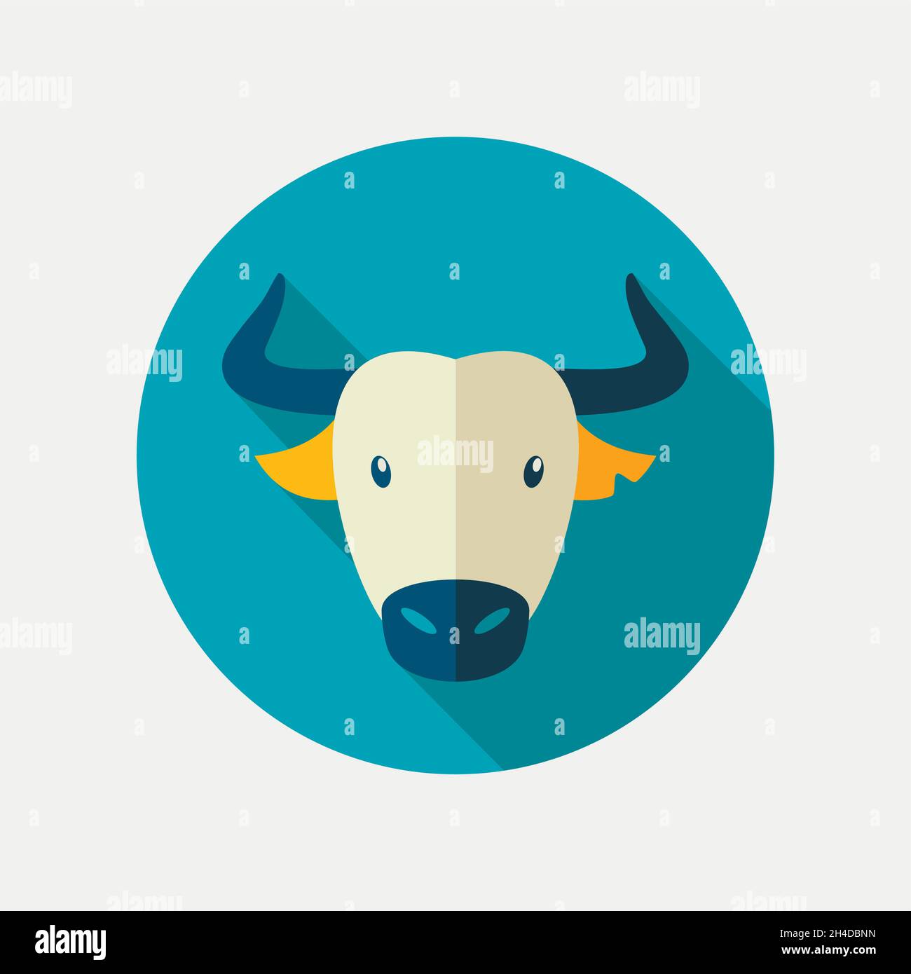 Spanish bull bison buffalo ox flat icon. Animal horned head vector ...