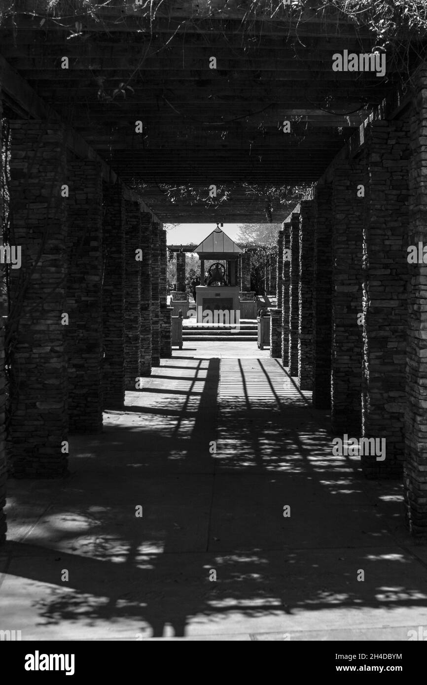 , UNITED STATES - Jan 01, 1970: A grayscale shot of an alley with ...