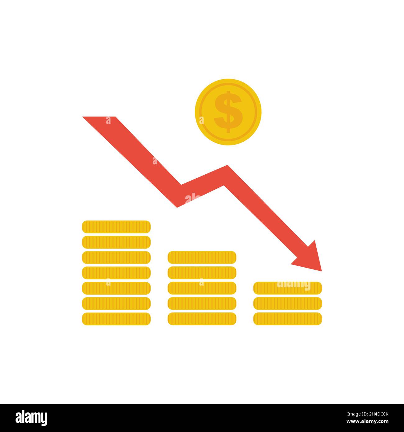 Financial crisis concept icon with coins and arrow Stock Vector Image ...