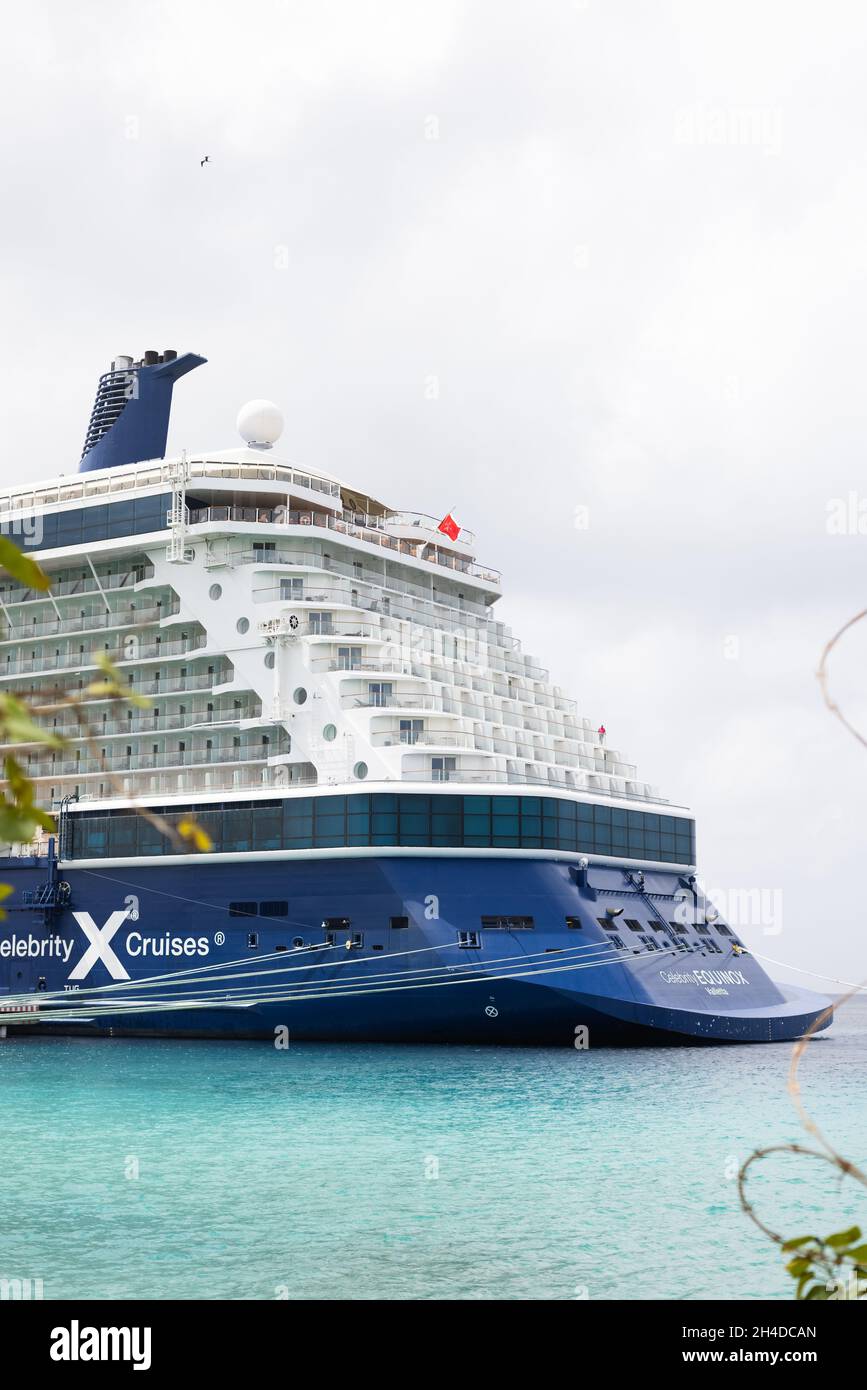 Cruise liner closeup. Cruise ship staying in a harbour, view from the ...