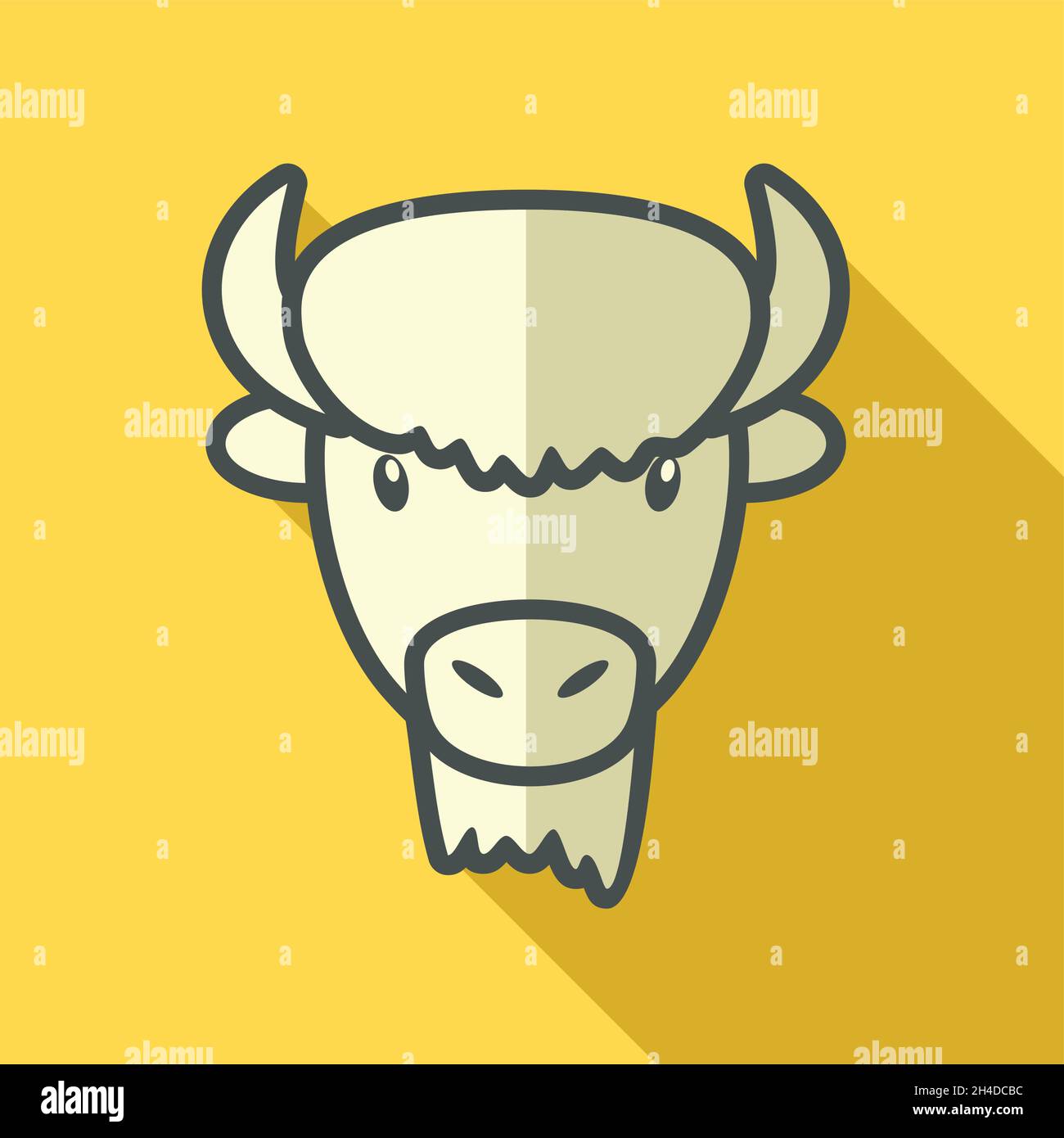 Bison bull buffalo ox flat icon. Animal horned head vector symbol eps ...