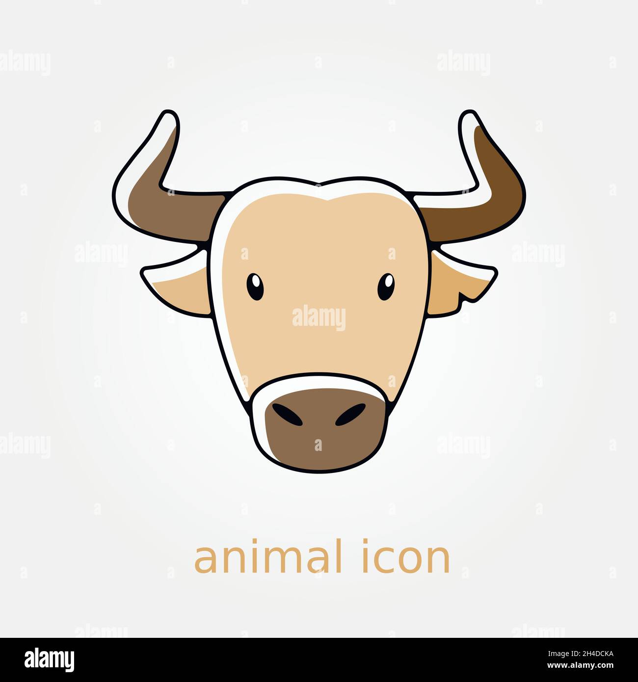 Spanish bull bison buffalo ox flat icon. Animal horned head vector ...