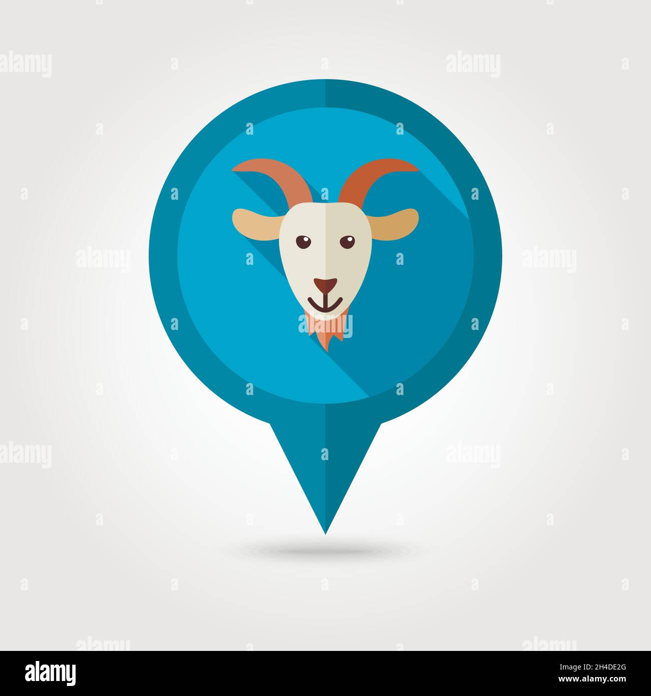 Goat flat pin map icon. Map pointer. Map markers. Animal head vector ...