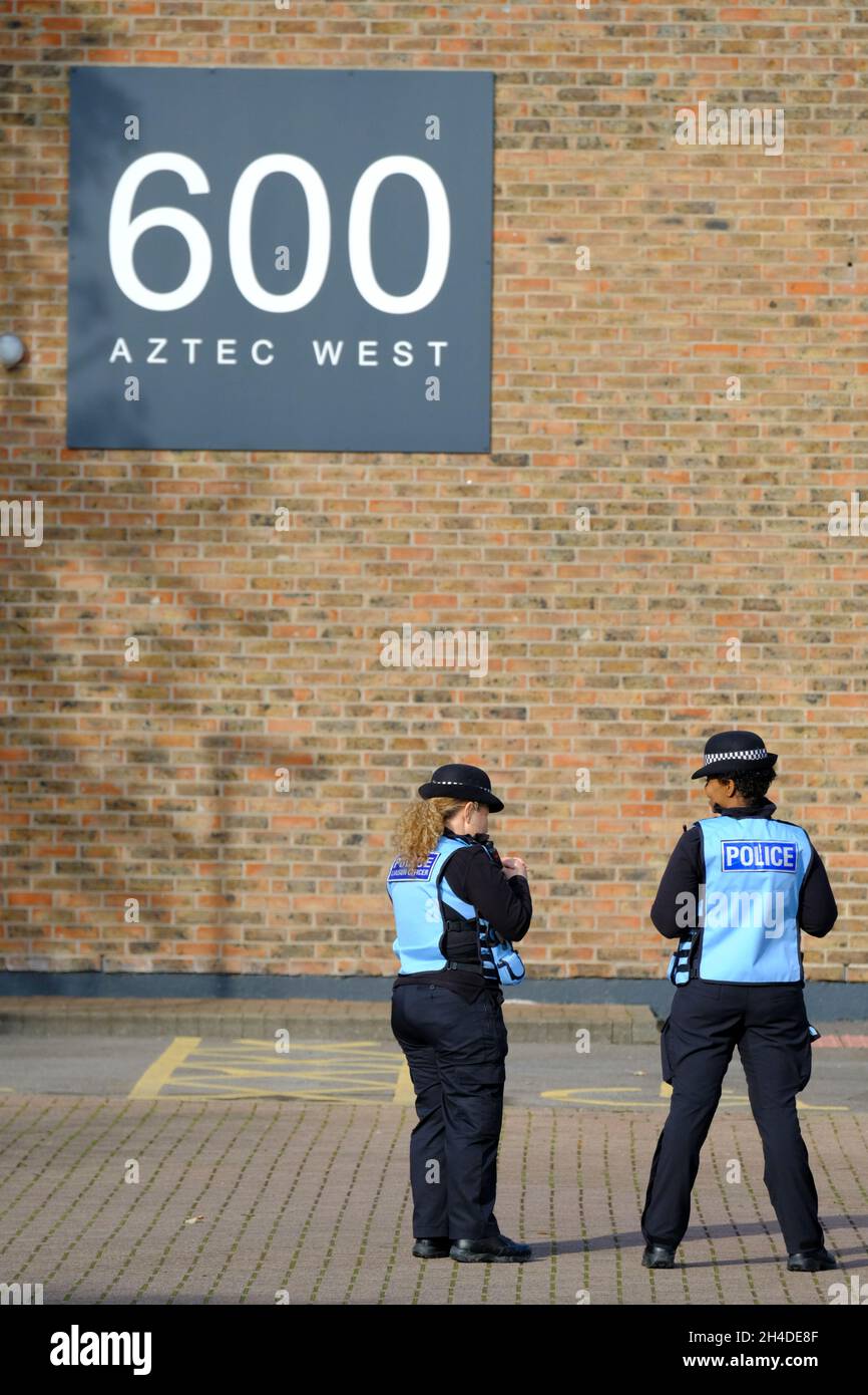 Aztec West Business Park, Bristol, UK. 2nd Nov, 2021. Two protestors ...