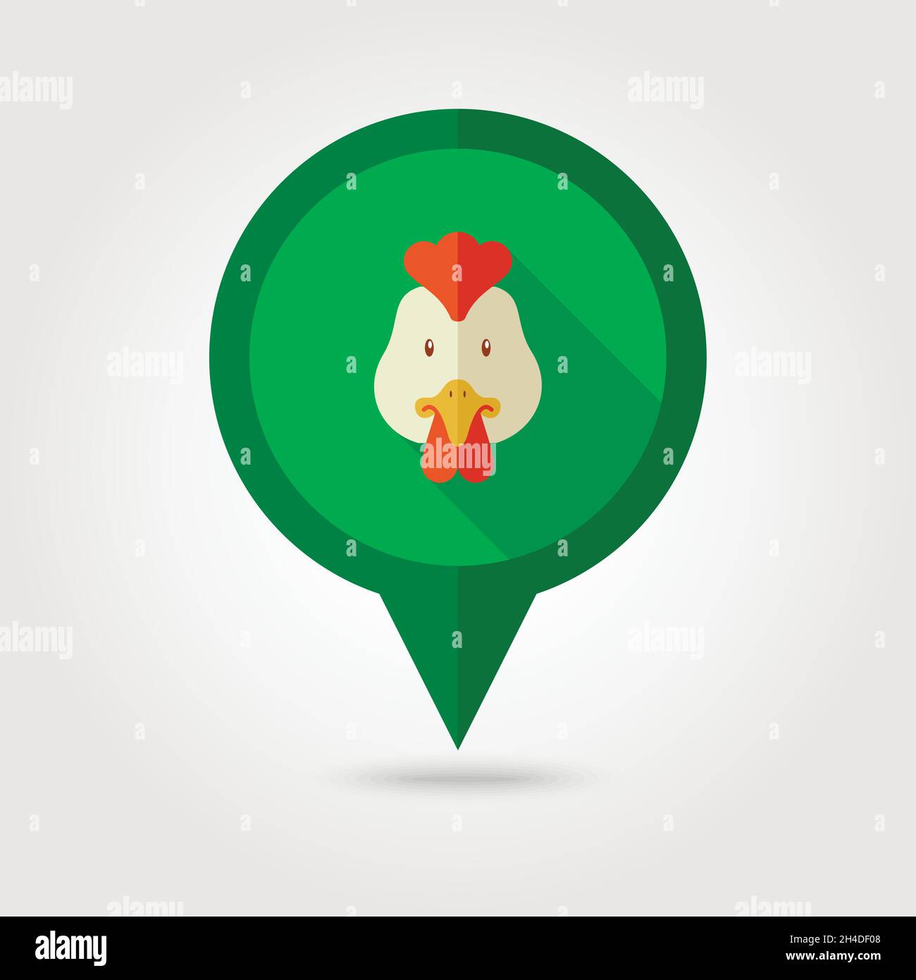 Chicken flat pin map icon. Map pointer. Map markers. Animal head vector ...