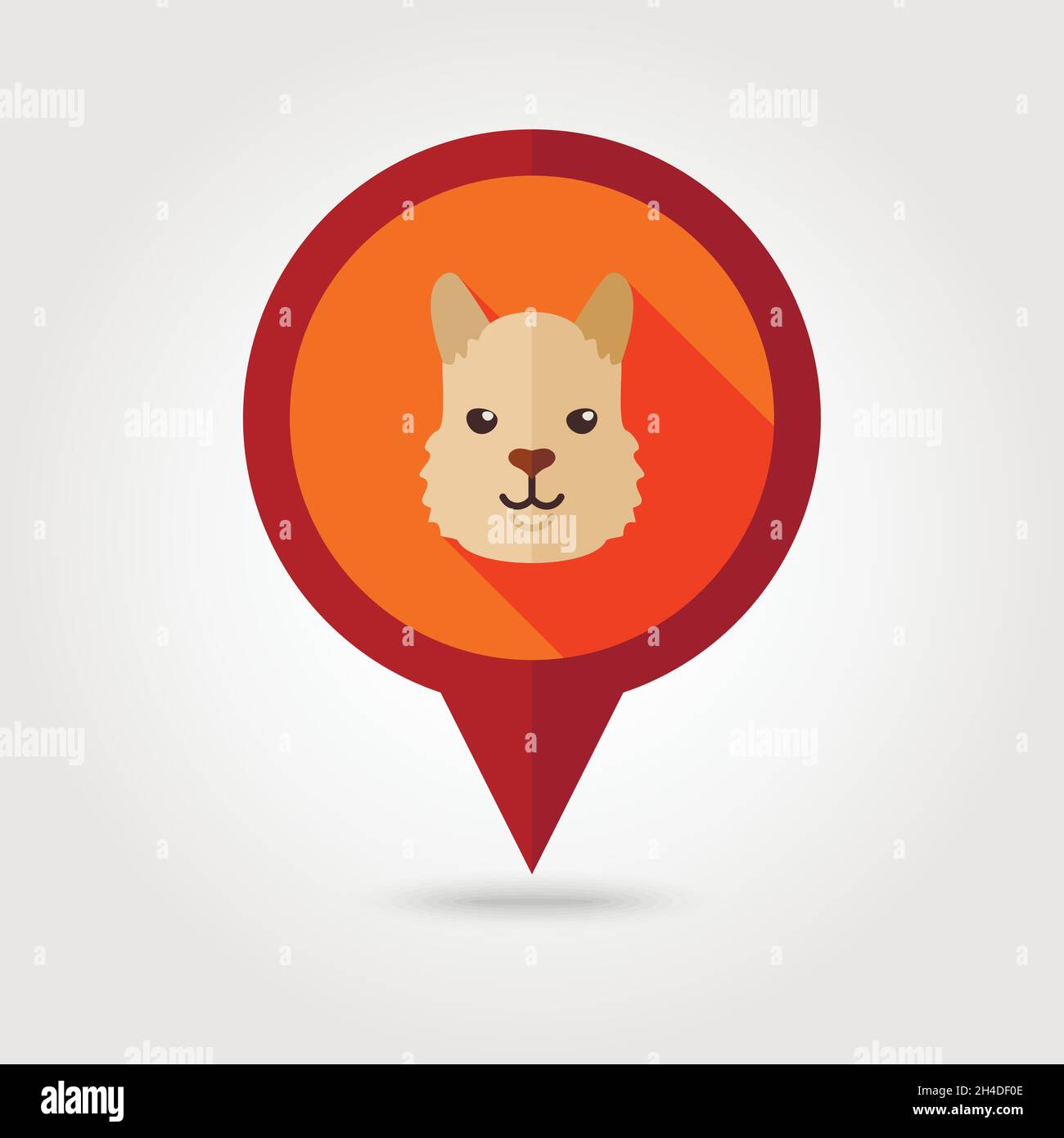 Lama alpaca guanaco flat pin map icon. Map pointer. Map markers. Animal ...
