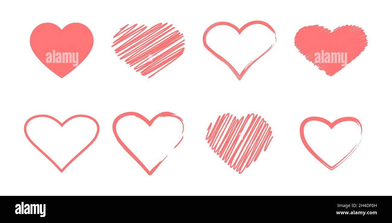 Hearts icon set doodle Cut Out Stock Images & Pictures - Alamy