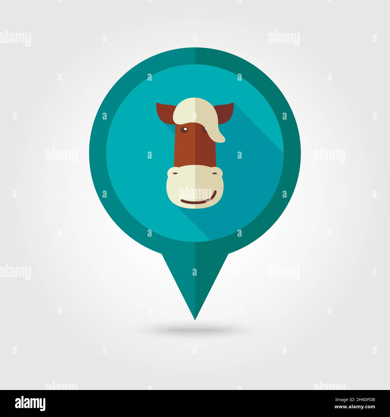 Horse flat pin map icon. Map pointer. Map markers. Animal head vector ...