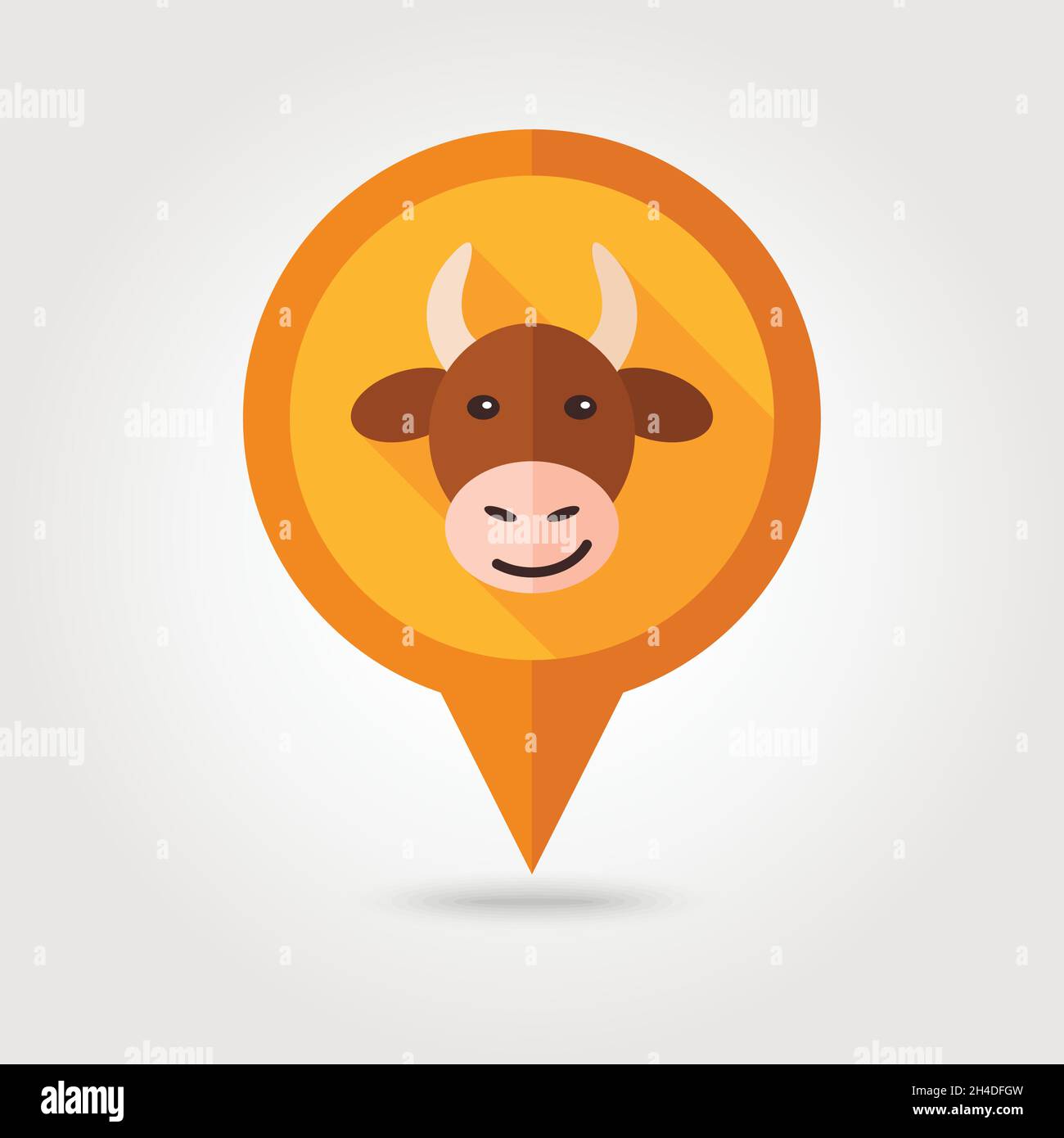 Cow flat pin map icon. Map pointer. Map markers. Animal head vector ...