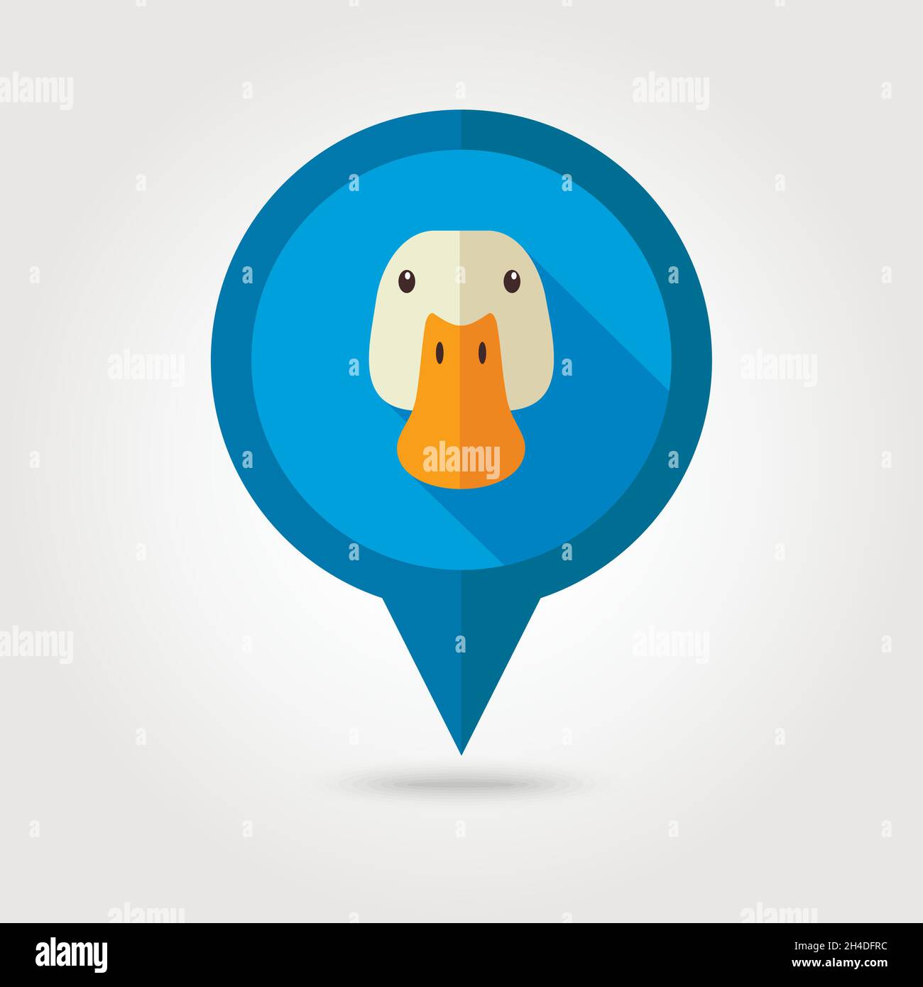 Duck flat pin map icon. Map pointer. Map markers. Animal head vector ...