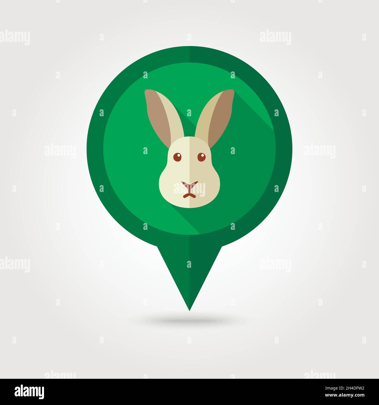 Rabbit flat pin map icon. Map pointer. Map markers. Animal head vector ...