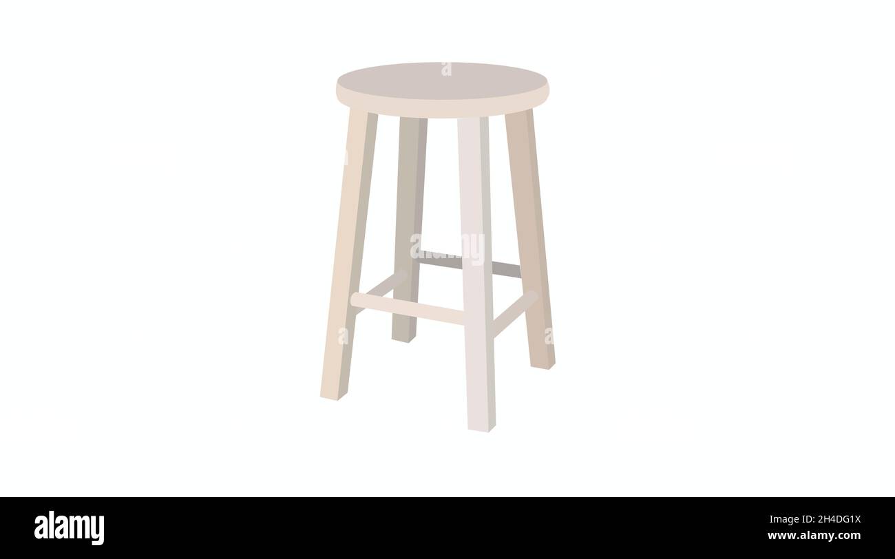 Vector Isolated Illustration of a Wooden Stool. Editable illustration ...