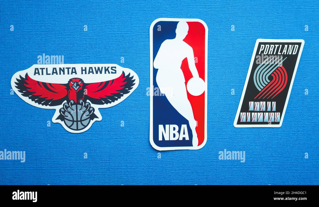 October 1, 2021, Springfield, USA, Emblems of the Atlanta Hawks and ...