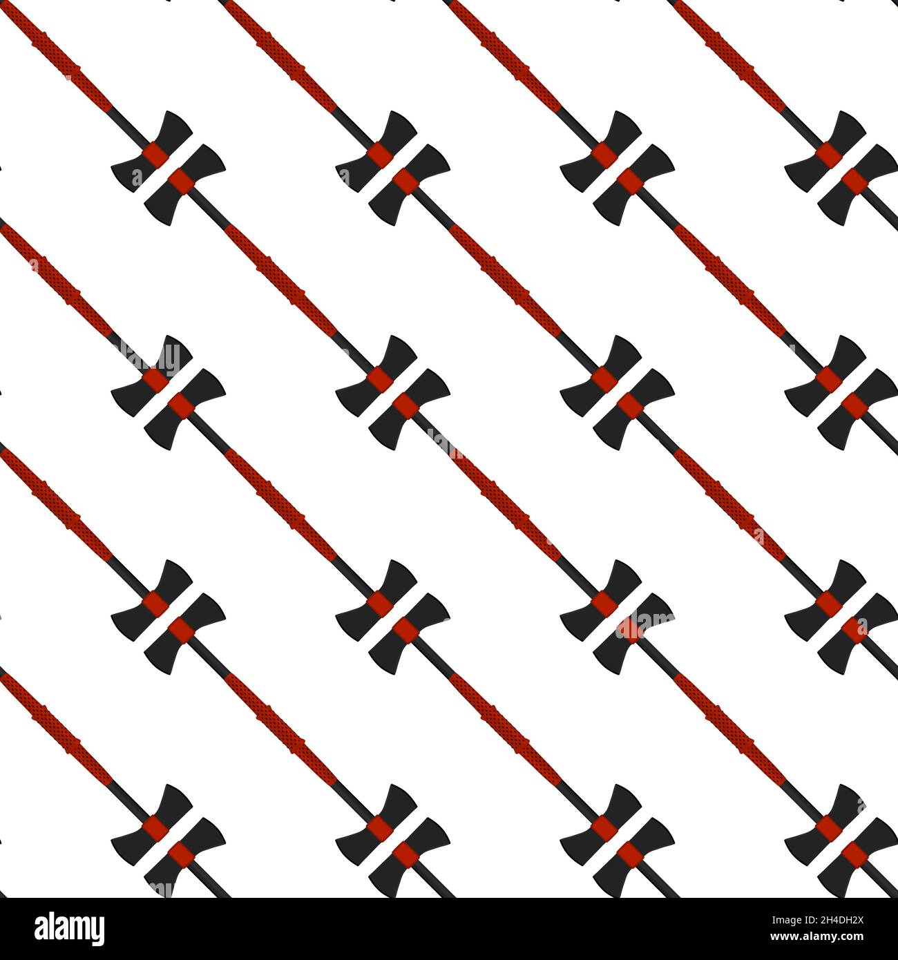 Illustration on theme pattern steel axes with wooden handle, metal ax ...