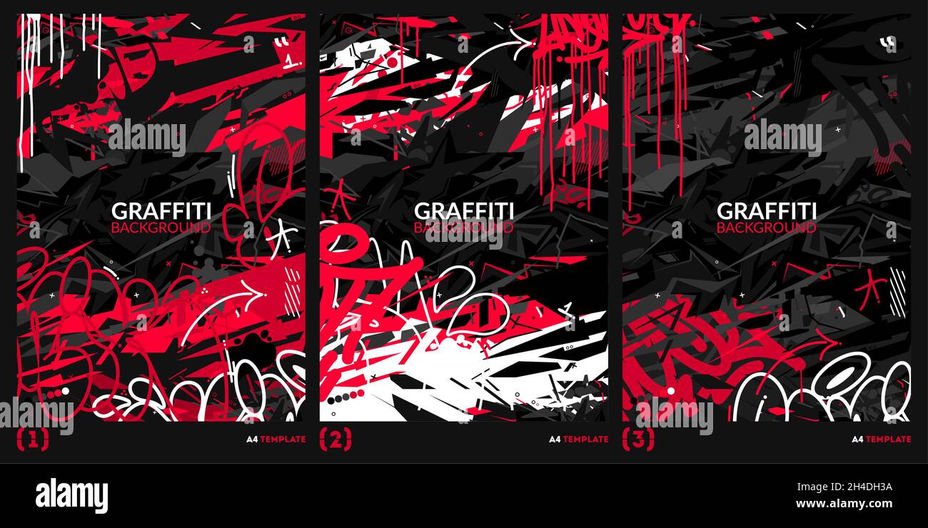 Abstract Dark Black And Red Graffiti Style A4 Poster Vector ...