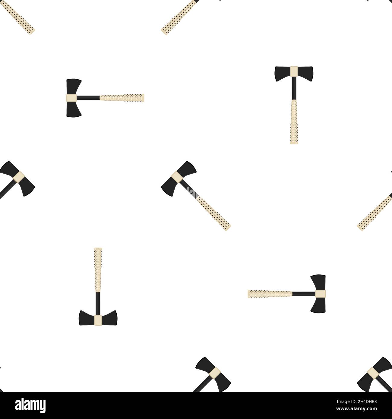 Illustration on theme pattern steel axes with wooden handle, metal ax ...