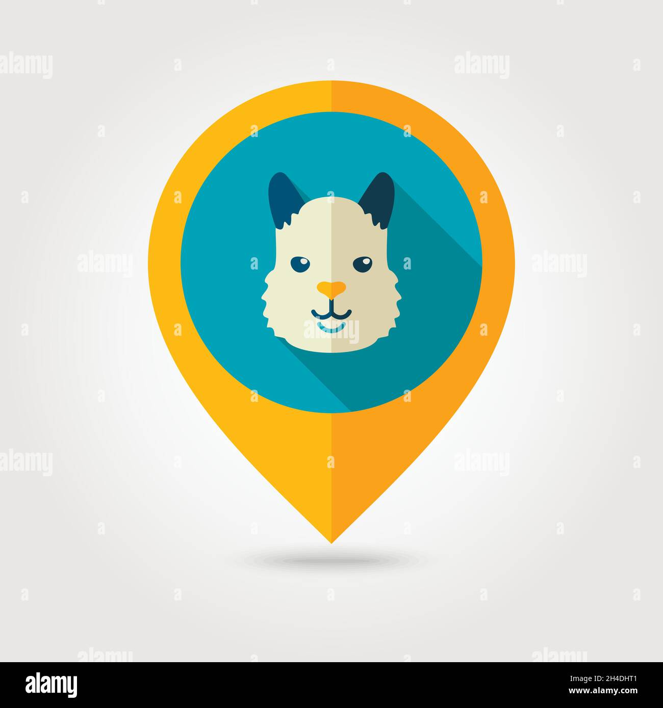 Lama alpaca guanaco flat pin map icon. Map pointer. Map markers. Animal ...