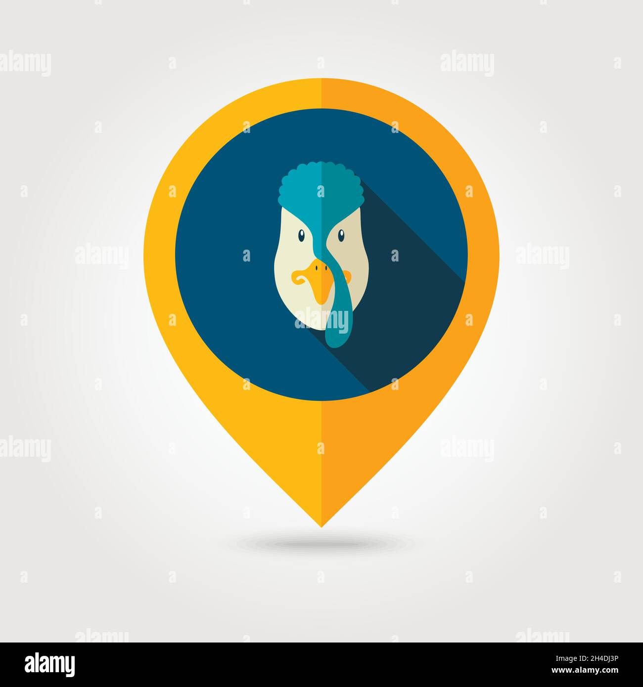 Turkey flat pin map icon. Map pointer. Map markers. Animal head vector ...