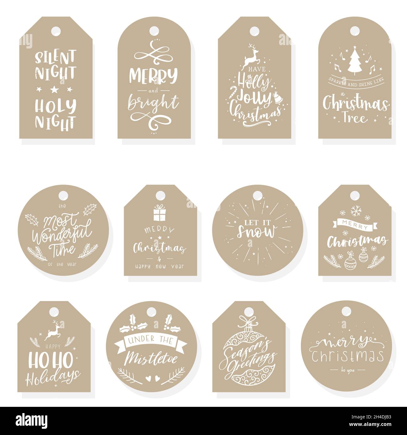 Cute set of Christmas labels with different hand writings and hand ...