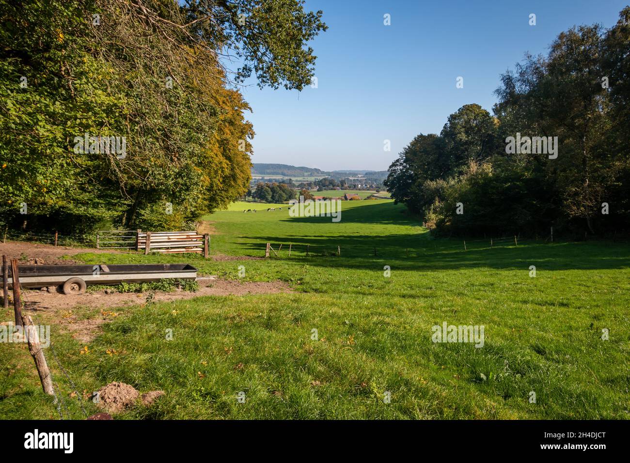 The landscape of the province of Limburg with valleys and hills in the ...