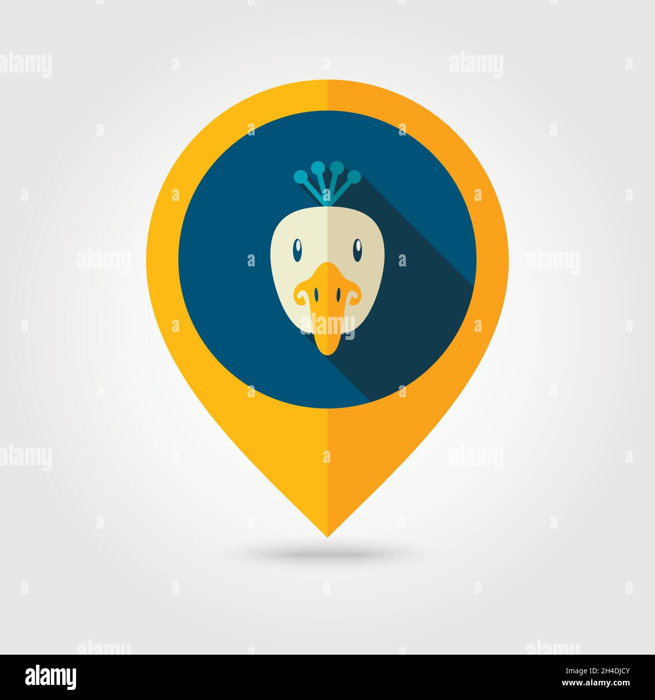 Peacock flat pin map icon. Map pointer. Map markers. Animal head vector ...