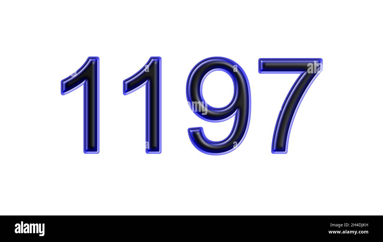 blue 1197 number 3d effect white background Stock Photo - Alamy
