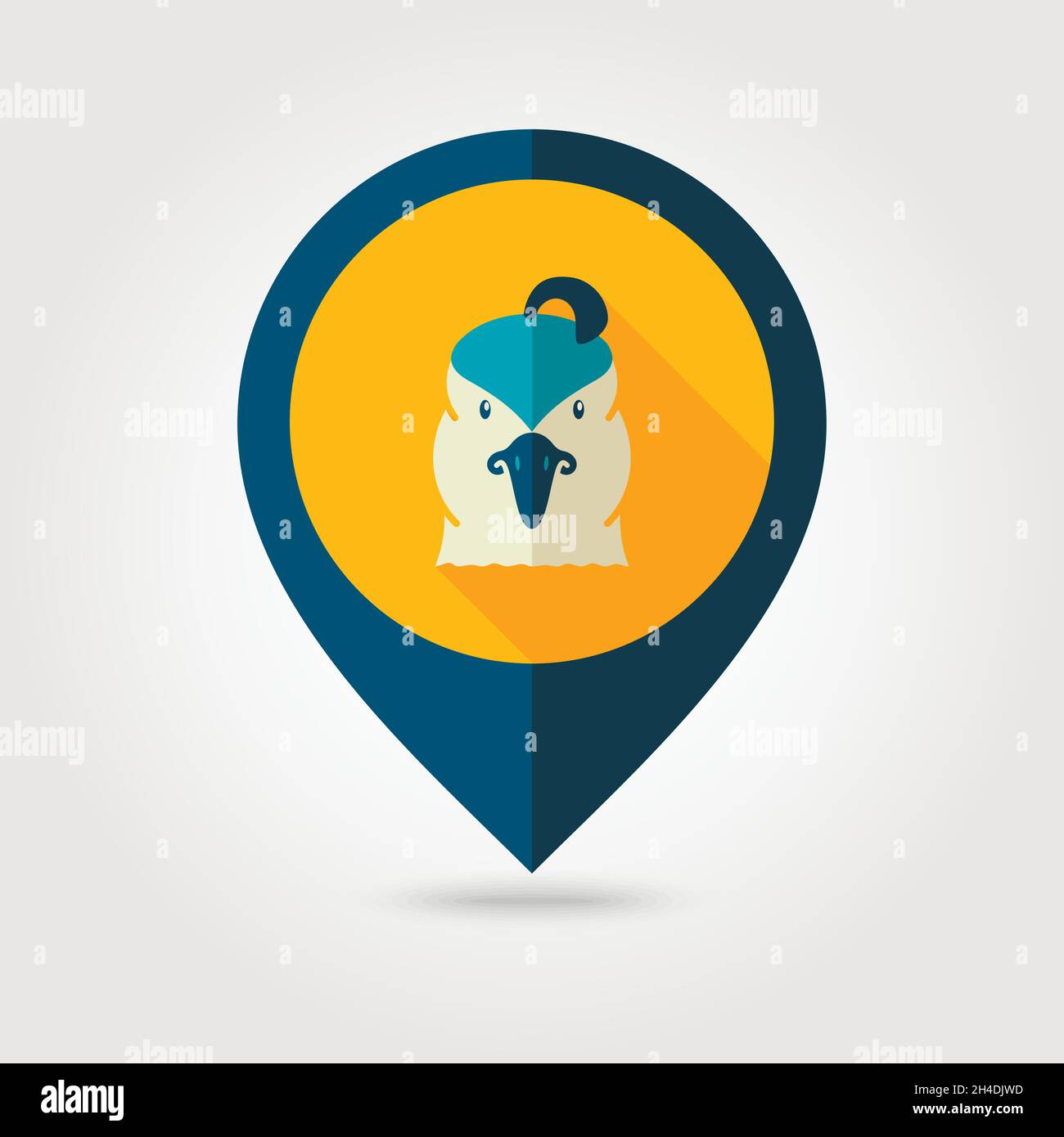 Quail flat pin map icon. Map pointer. Map markers. Animal head vector ...