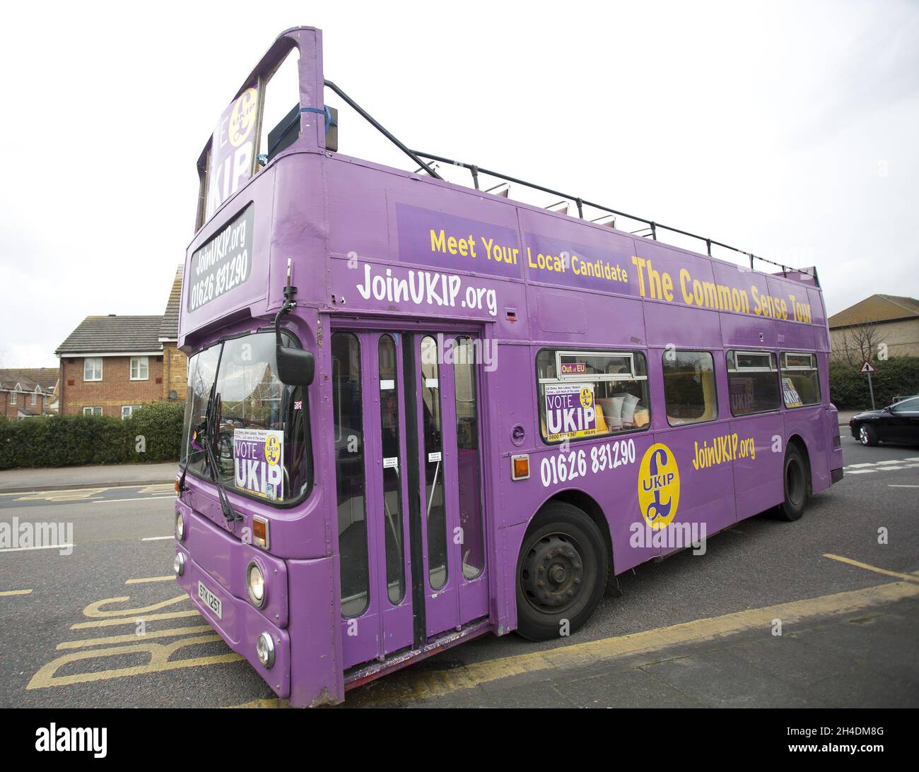 UKIP's bus arrives at The Racing Greyhound pub in Ramsgate, South ...