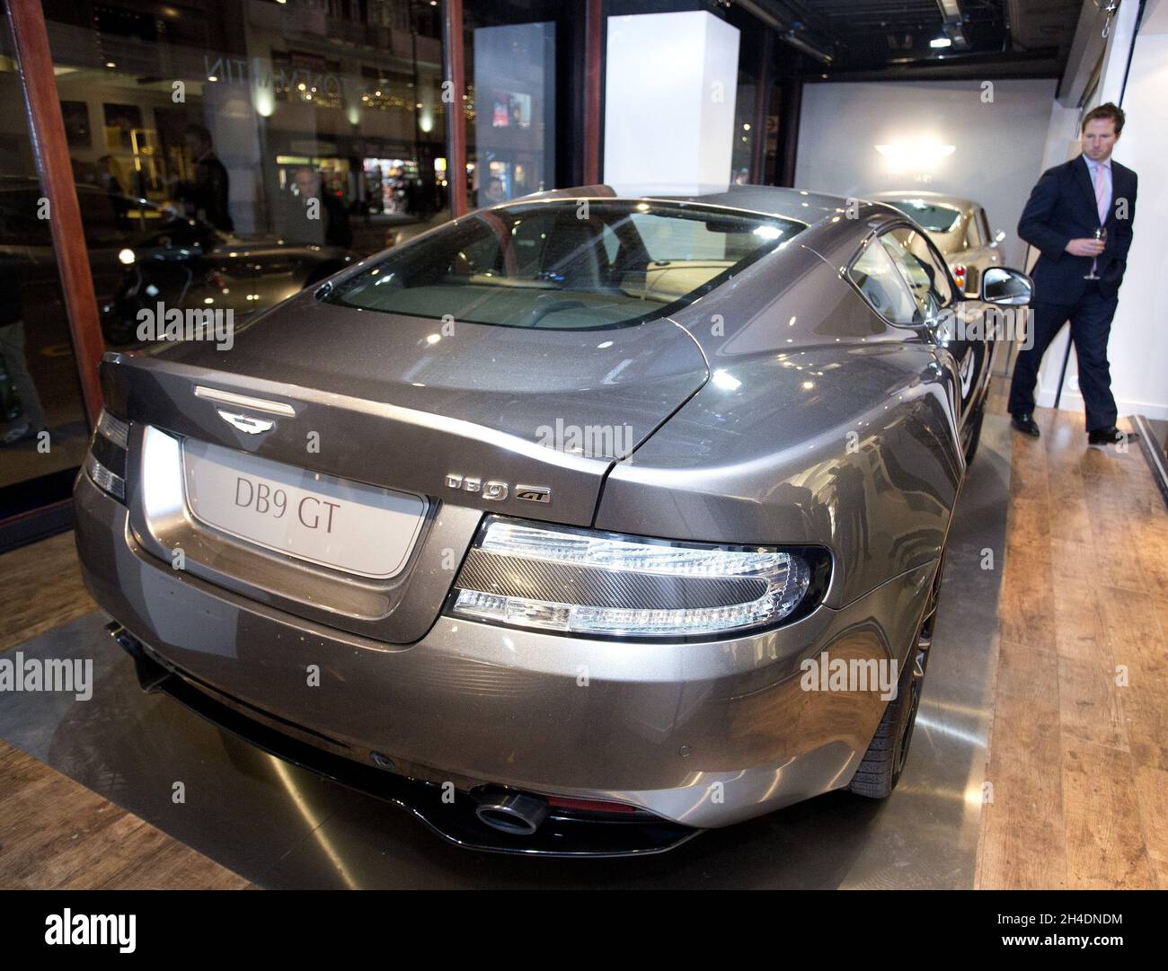 Aston Martin DB9 GT is exhibited in the new display on the Harrods ...
