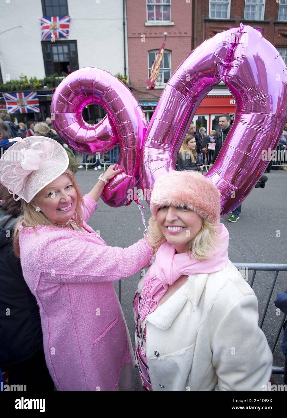 Royal fans Judy, right, and Anne Daley, from Cardiff, lined in the ...