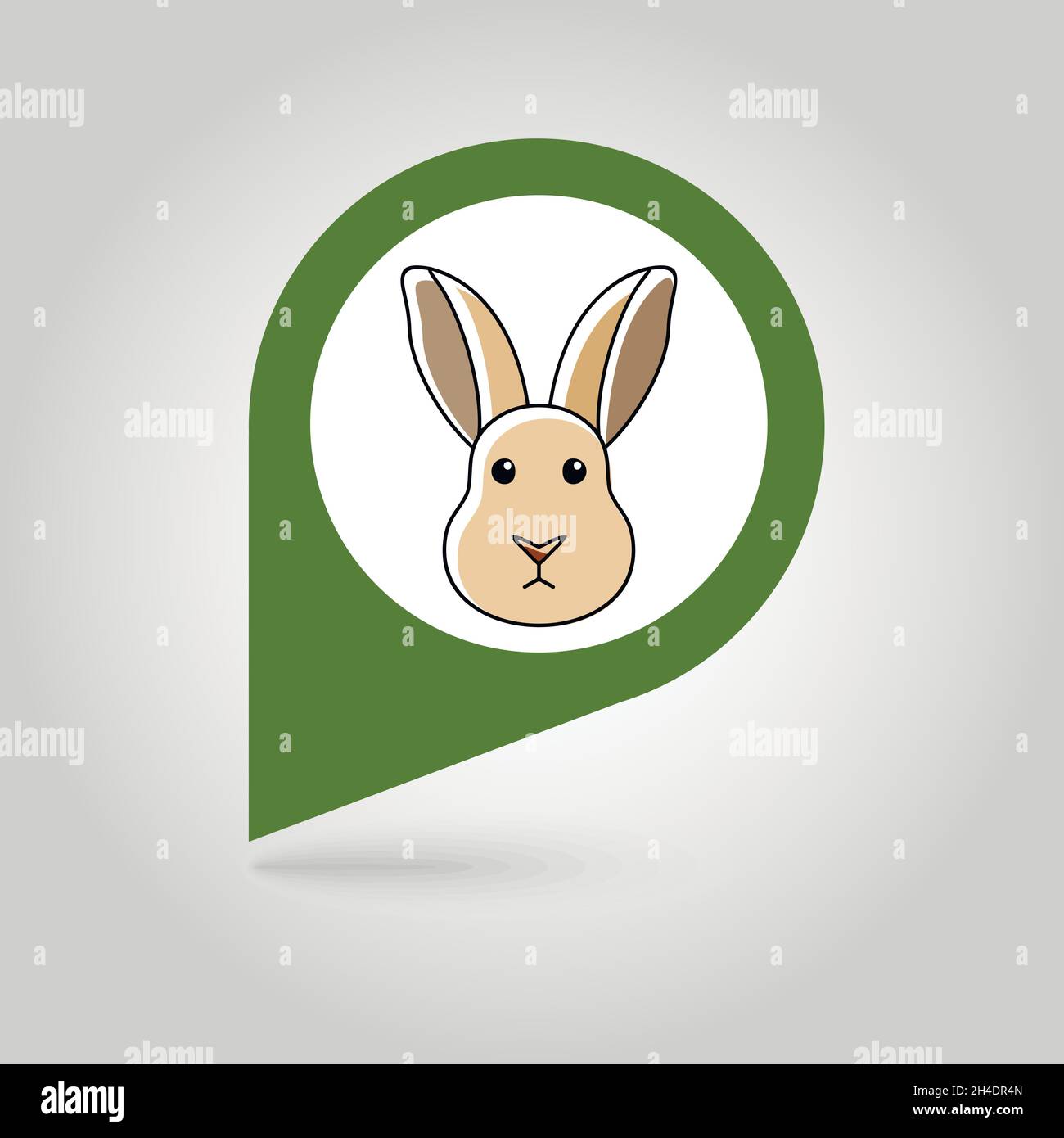 Rabbit flat pin map icon. Map pointer. Map markers. Animal head vector ...