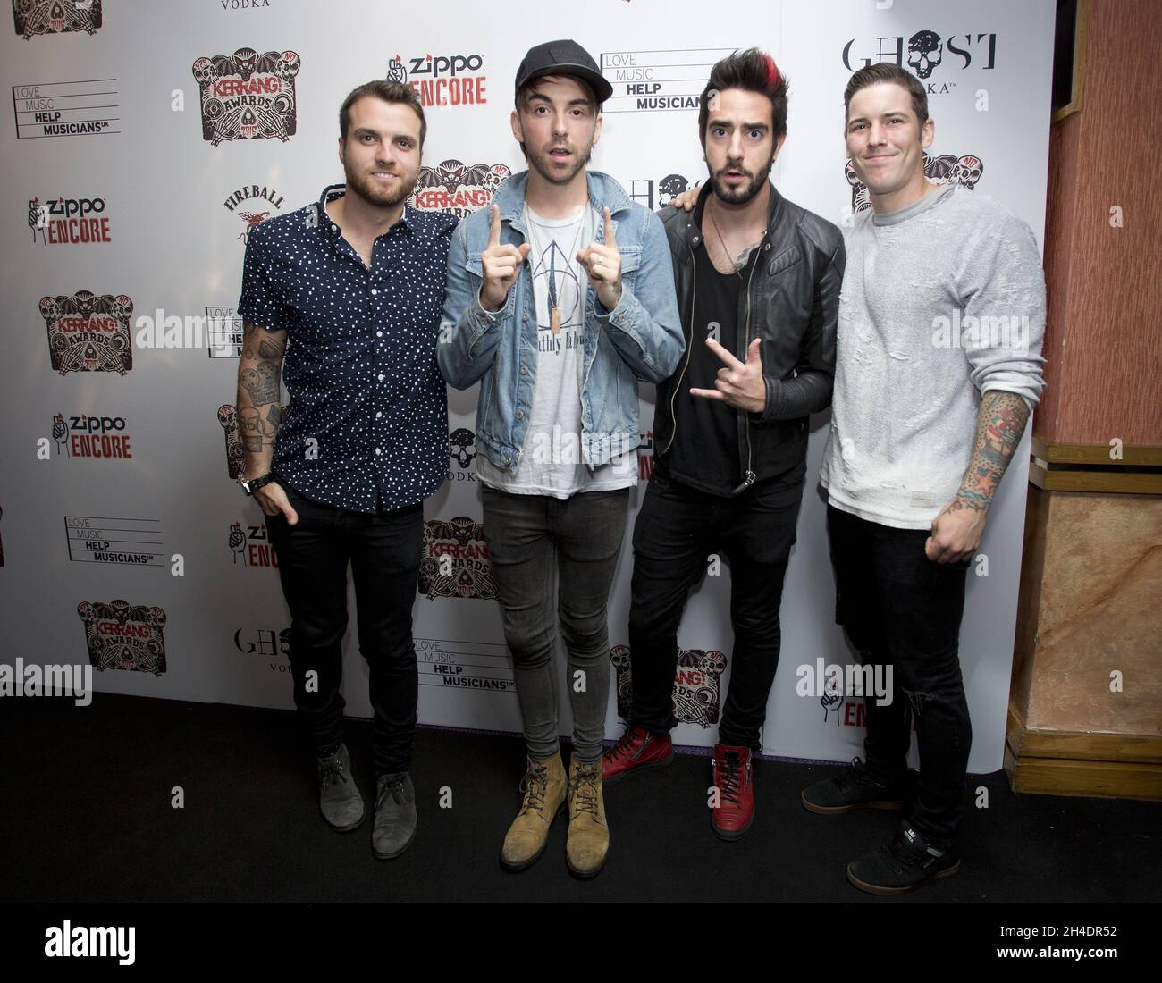 The arriving on the red carpet at the kerrang hi-res stock photography ...