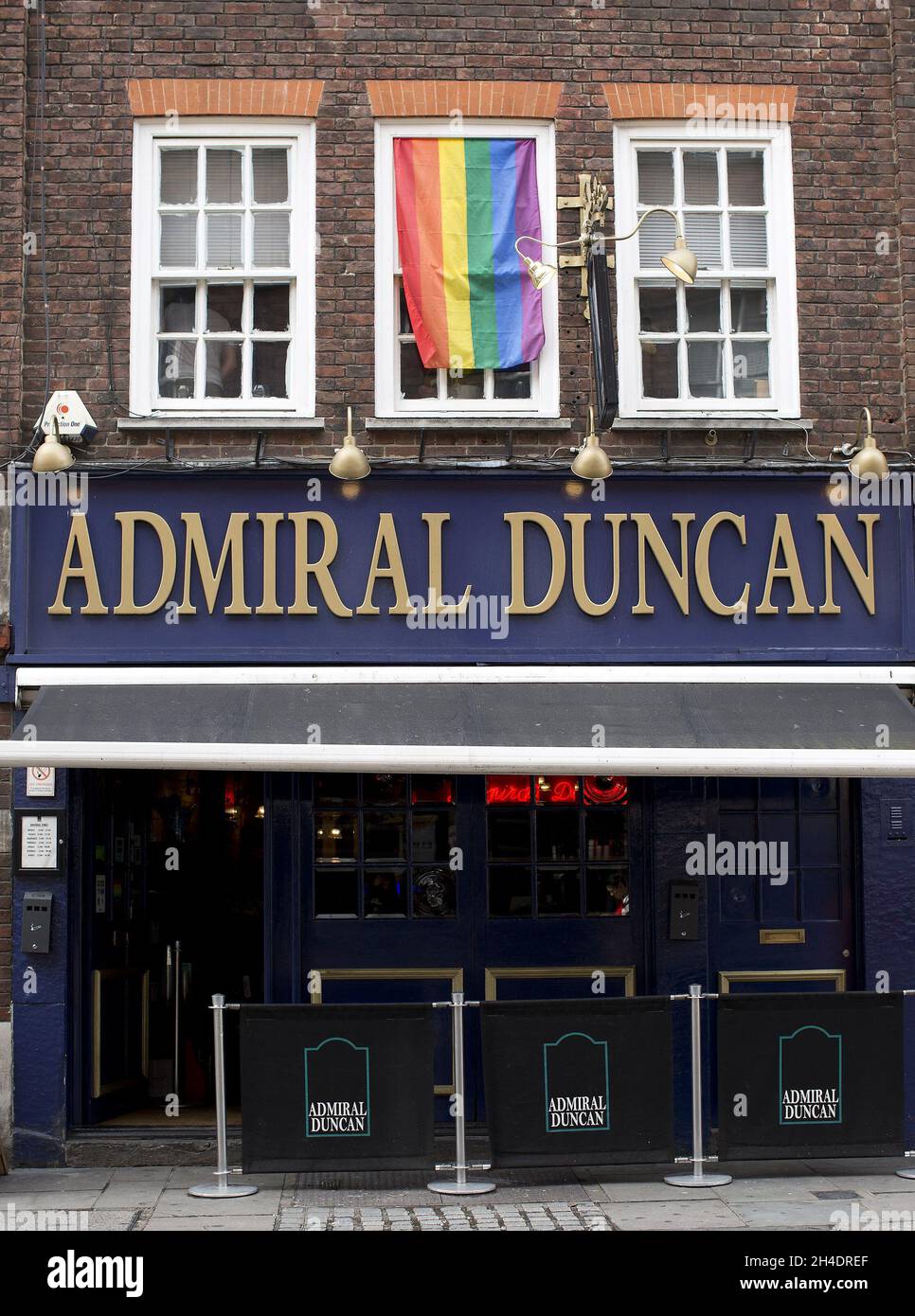 Gay pride flags hang from the windows above the Admiral Duncan pub in ...