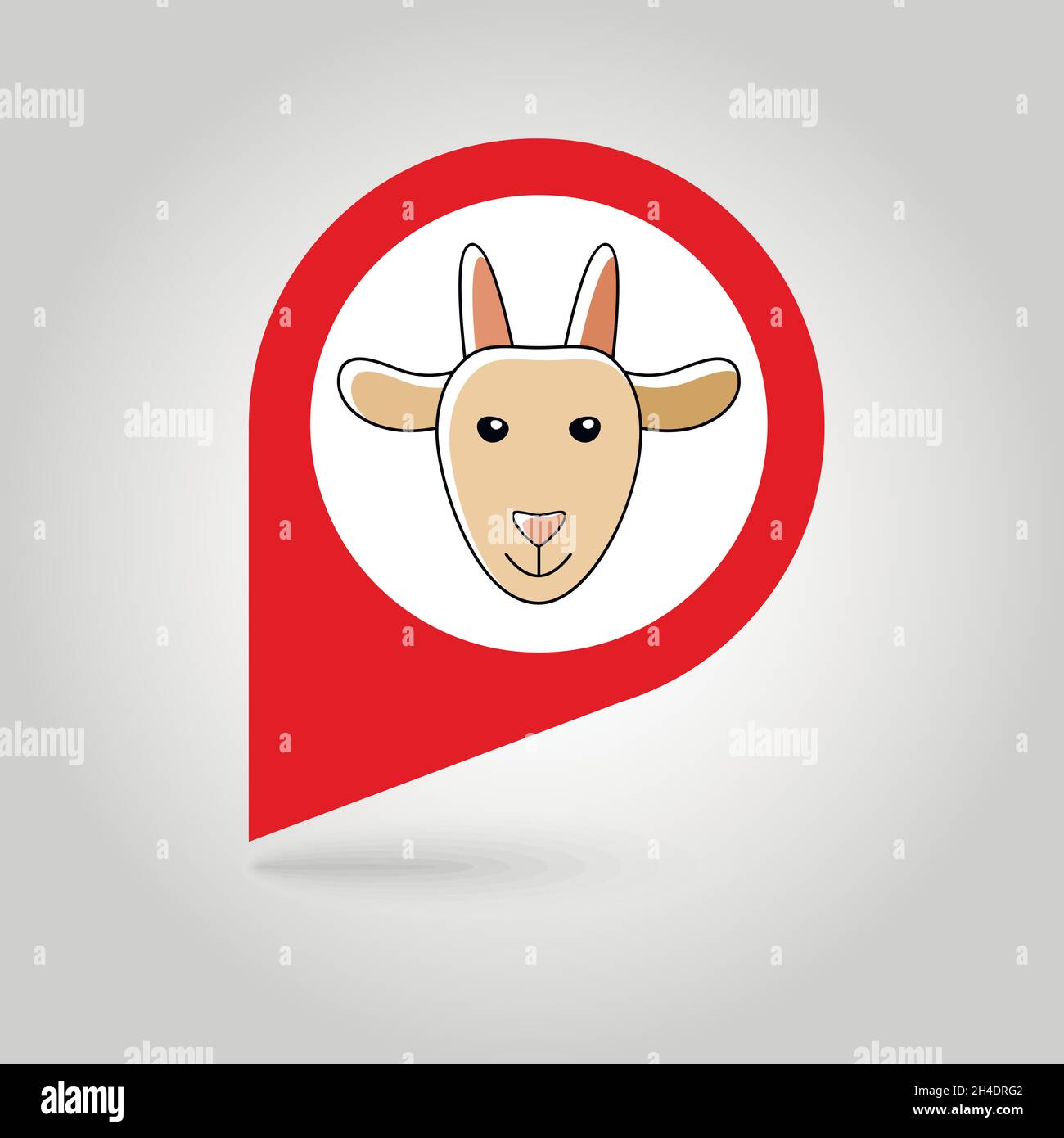 Goat flat pin map icon. Map pointer. Map markers. Animal head vector ...