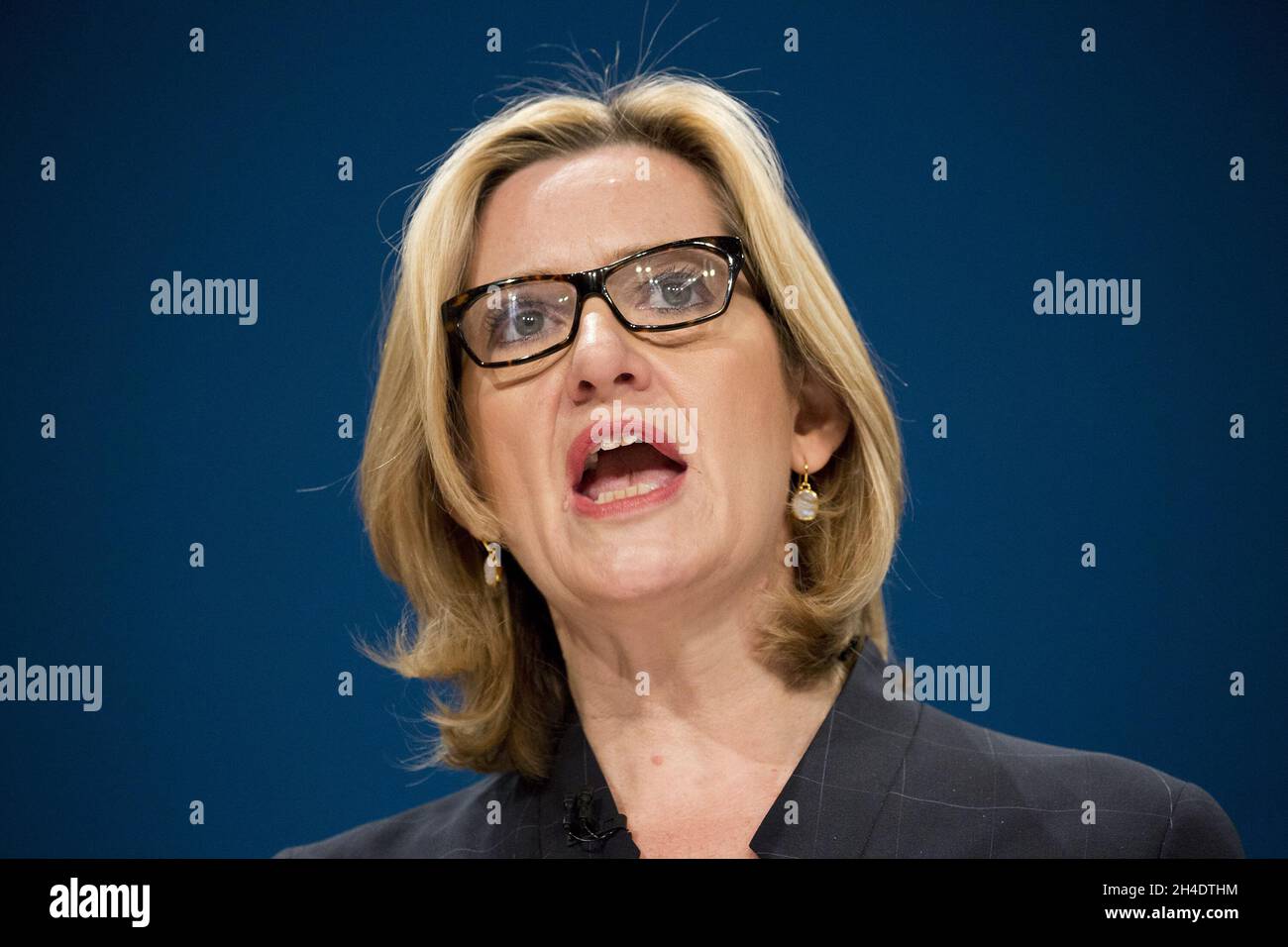 Amber Rudd, Home Secretary, gives a speech to delegates in the third ...