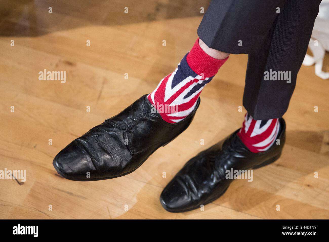 A delegate wears Union Jack socks during the Conservative party ...