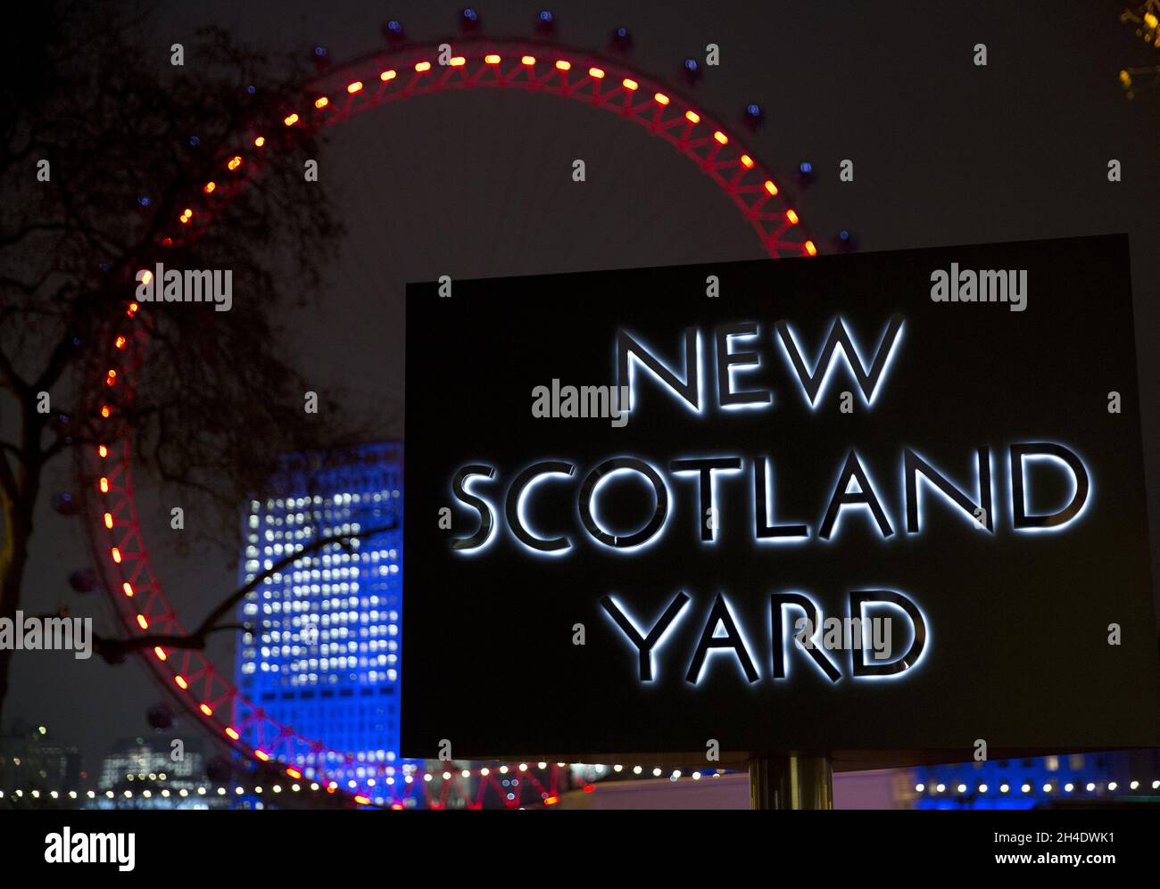 New Scotland Yard sign at Metropolitan Police Headquarters on its new ...