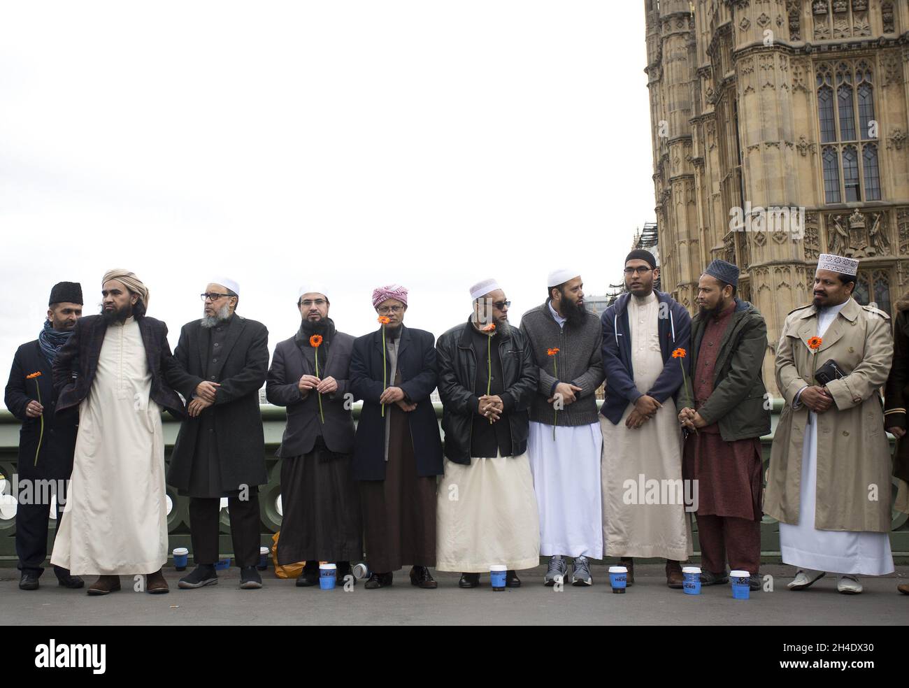 People pay their respect at the Westminster bridge, London Stock Photo ...
