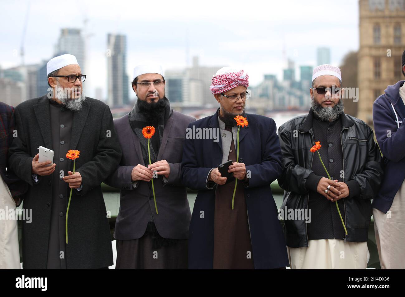 People pay their respect at the Westminster bridge, London Stock Photo ...