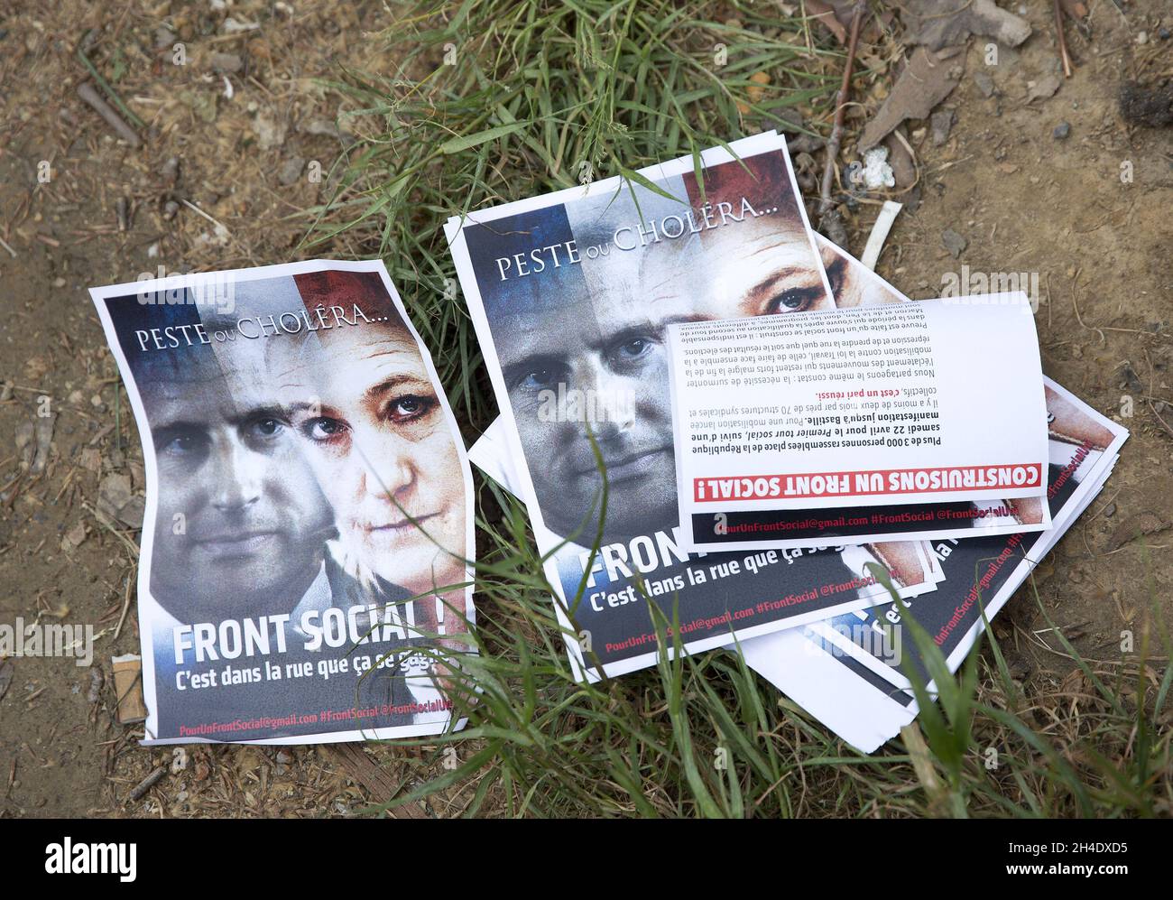 Anti-Front National leaflets are left on the floor during a rally in ...