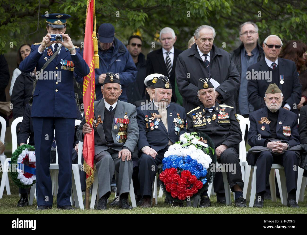 Soviet War veterans during Victory Day celebrations at the Soviet War ...